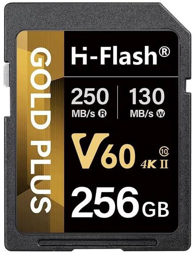 H-Flash V60 SD Card 256GB High Speed, up to 250MB/s Read, 130MB/s Write ...