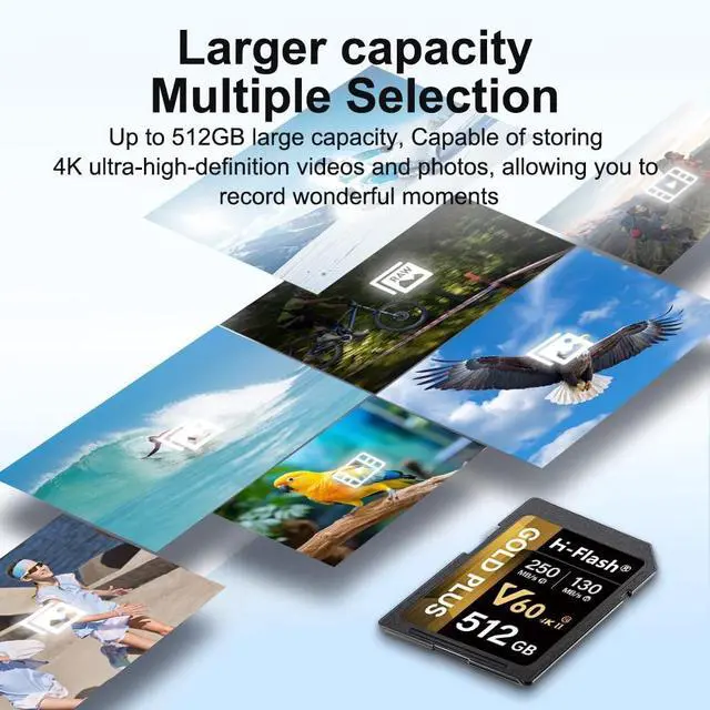 H-Flash V60 SD Card 256GB High Speed, up to 250MB/s Read, 130MB/s Write ...