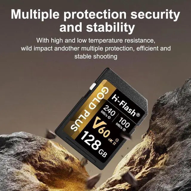 H-Flash V60 SD Card 256GB High Speed, up to 250MB/s Read, 130MB/s Write ...