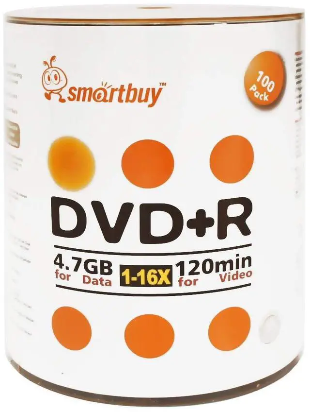 Smart Buy 100 Pack DVD+R 4.7gb 16x Logo Blank Data Video Movie ...