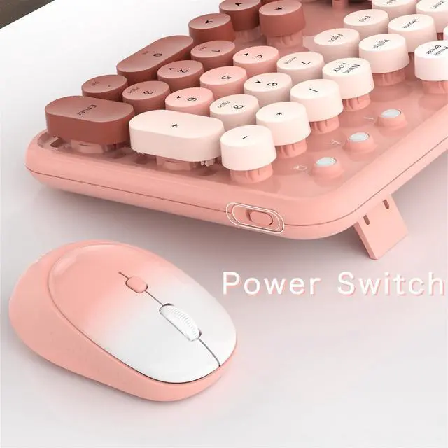 FCPLU xUBOTIE Wireless Keyboard and Mouse Combo, 104-Key Colorful Round ...