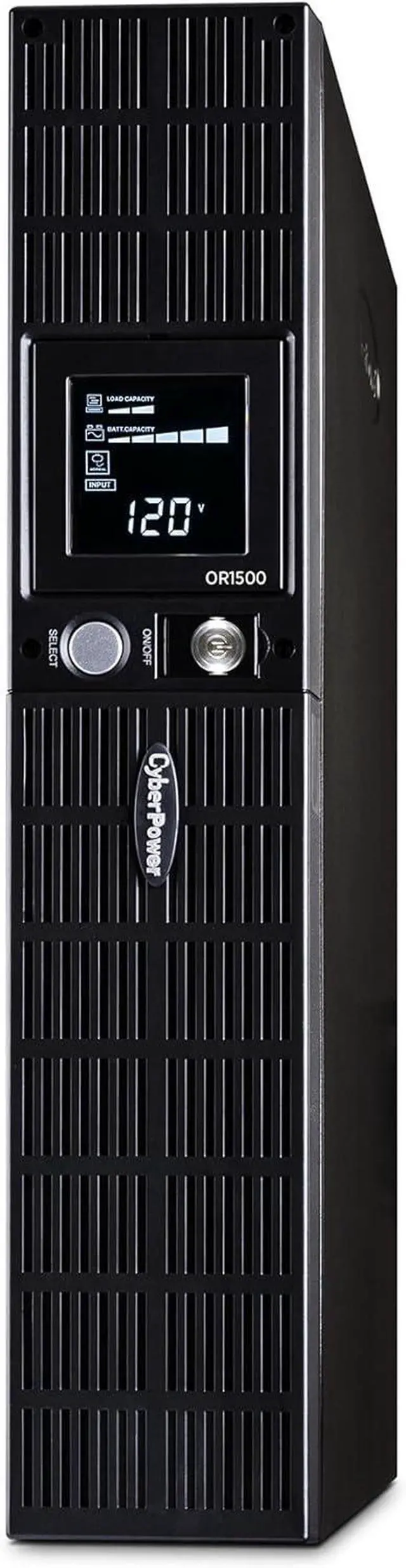 CyberPower OR1500LCDRT2U Smart App LCD UPS System, 1500VA/900W, 8 Outlets, AVR, 2U Rack/Tower ...