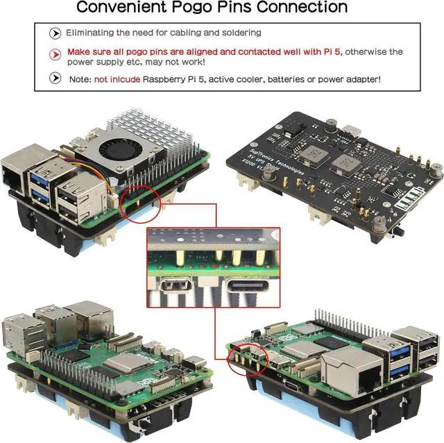Geekworm X1200 5V UPS HAT Shield for Raspberry Pi 5|Max 5.1V 5A Output|Auto Power On|Safe ...