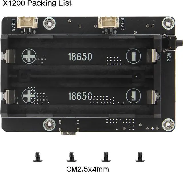 Geekworm X1200 5V UPS HAT Shield for Raspberry Pi 5|Max 5.1V 5A Output|Auto Power On|Safe ...