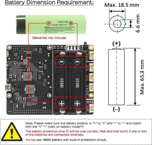 Geekworm X1201 Ultra-Thin 5V UPS Shield for Raspberry Pi 5 |Max 5.1V 5A Output| Auto Power On ...