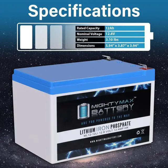 Mighty Max Battery 12V 12Ah Lithium Replacement Battery Compatible with ...