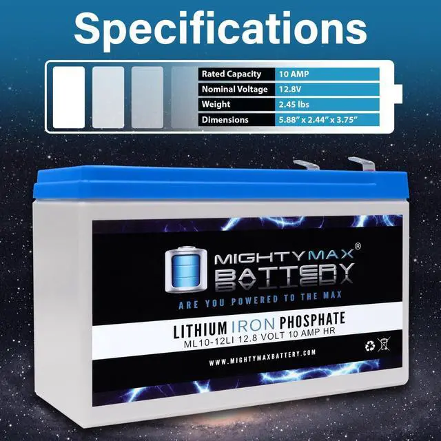 Mighty Max Battery 12V 10AH Lithium Replacement Battery Compatible with ...