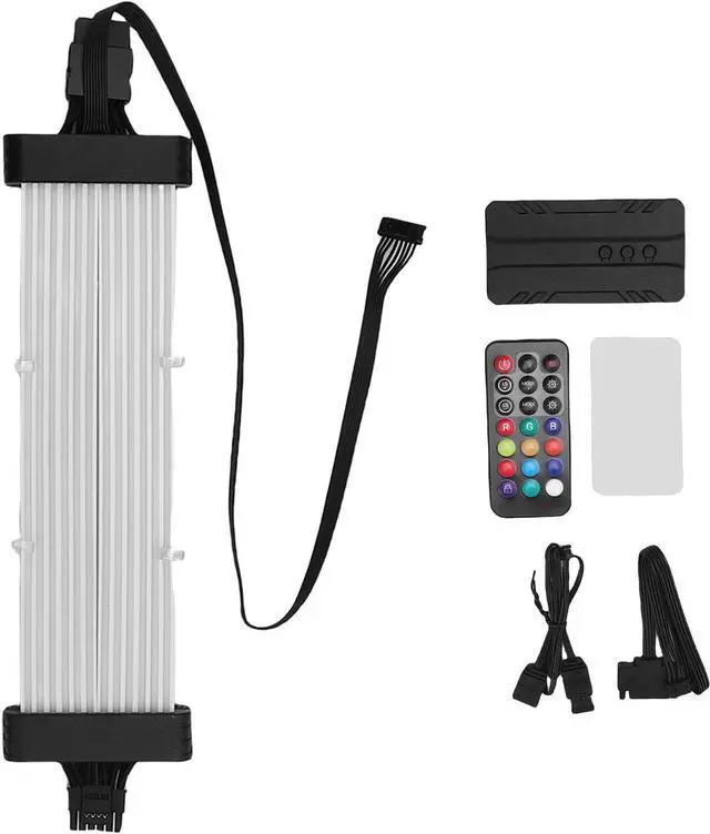 RGB PSU Extension Cable, Light Up LED Strip Set for PC Motherboard and ...