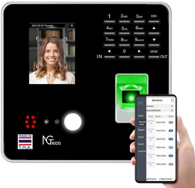 _Mega Brand Time Clocks for Employees Small Business with Face, Finger ...