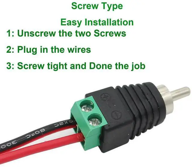 10pcs Phono RCA Male Plug To AV Screw Terminal Plug Audio/Video Speaker Wire Solderless Adapter ...