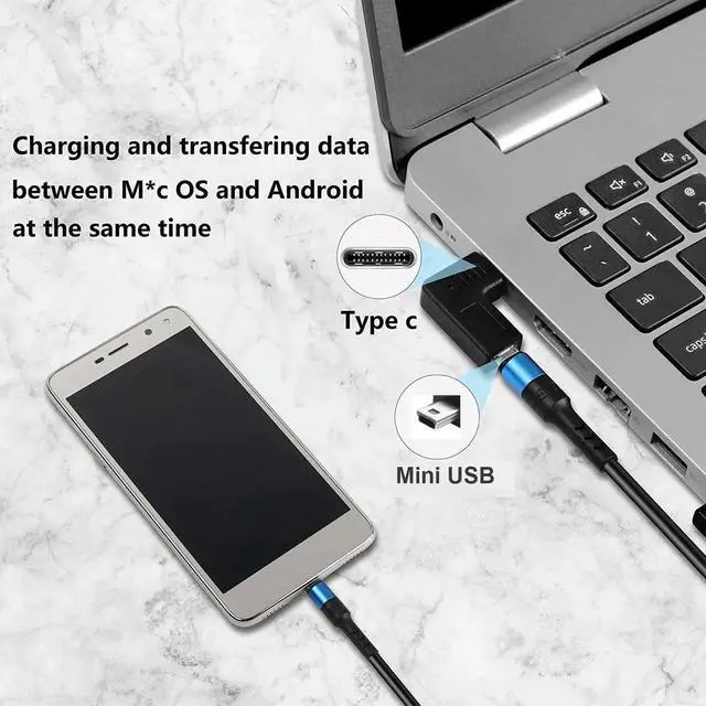 1pc 90 Degree Right Angle USB Type C Male to Mini 5 Pin USB Female ...