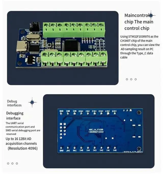 2X USB Interface 16 Channels 12Bit Bit AD Sampling Data Acquisition ...