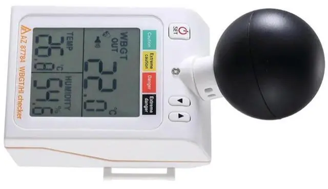 WBGT Heat Index Meter Wet Bulb Globe Temperature Heat Stress Meter With Level Indicator Audible ...