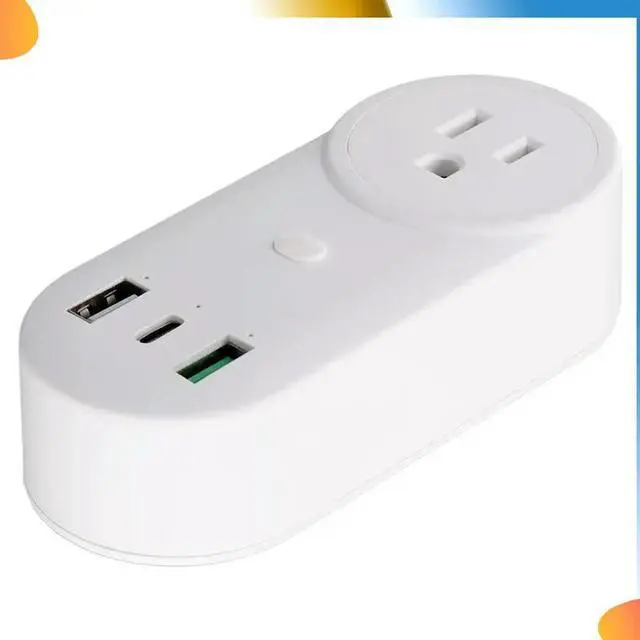 Socket Plug 16A 2-Hole USB+Type-C Outlets 65W Remote Control Compatible ...