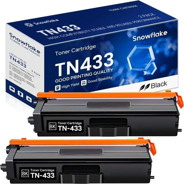 TN-433BK TN433BK 2-Pack High Yield Black Toner Cartridge Compatible ...