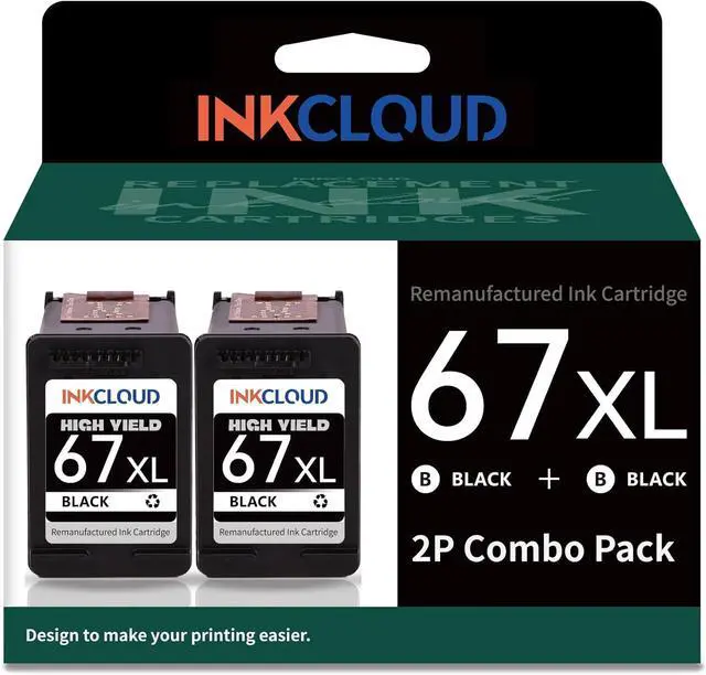 INKCLOUD Remanufactured 67xl Black High-Yield Black Ink Cartridge ...
