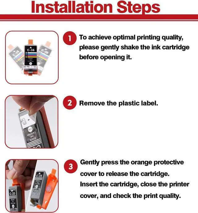 PGI-35 CLI-36 Ink Cartridges Replacement for Canon 35 36 Ink Cartridges ...