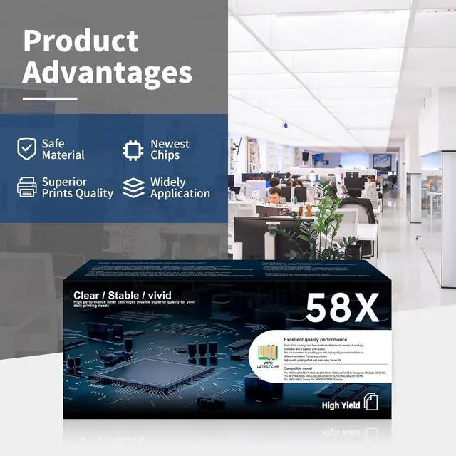 58X CF258X Toner Cartridge High Yield Black Replacement for HP CF258X ...