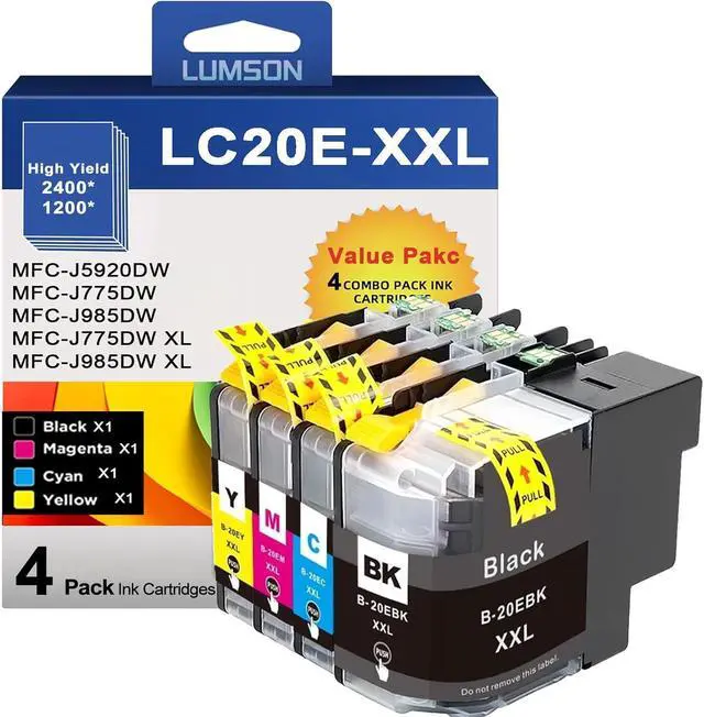LC20E High Yield Ink Cartridges Replacement for Brother LC20E LC-20E XXL Ink Cartridges use with ...