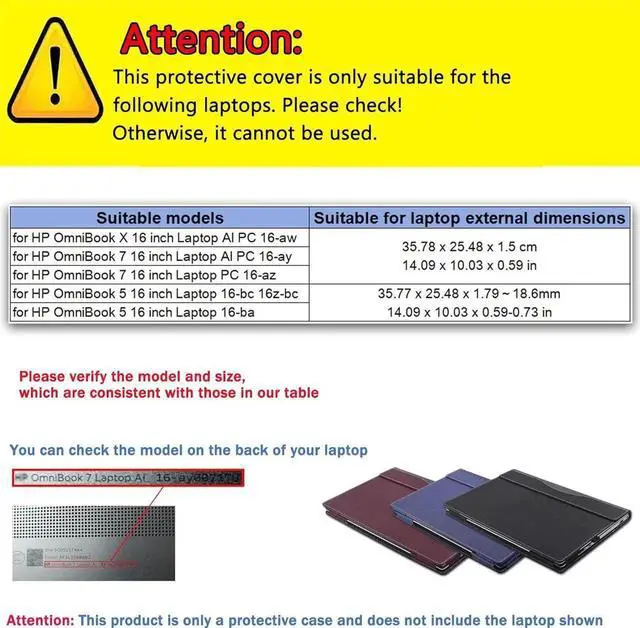 Case Cover for HP OmniBook 7/X 16 inch AI PC 16-ay/16-aw/16-az & for HP ...