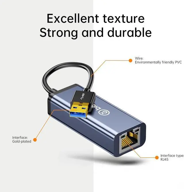 USB 3.0 to RJ45 Gigabit Ethernet Adapter, Plug & Play LAN Network ...