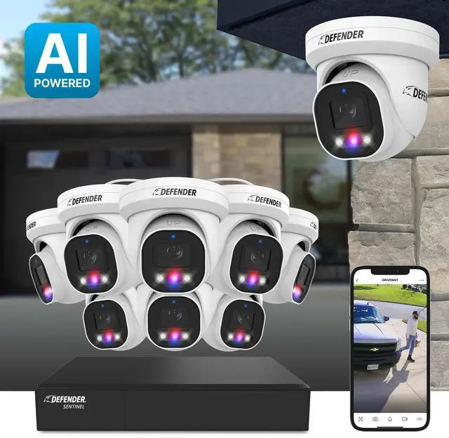 Defender AI POWERED Sentinel Pro Turret 4K Wired 8CH NVR PoE Security ...