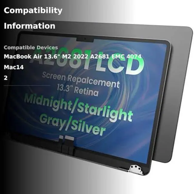 DZLQS A2681 LCD Screen Replacement for MacBook Air 13.6 inch M2 A2681 ...