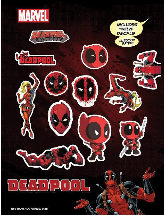 Marvel Deadpool Vinyl Decals - Set of 12 Deadpool Vinyl Car Stickers ...