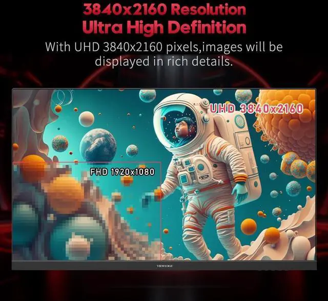 Viewedge 24 inch 4K 60Hz Computer Monitor, 5ms UHD 2160p IPS Monitor ...