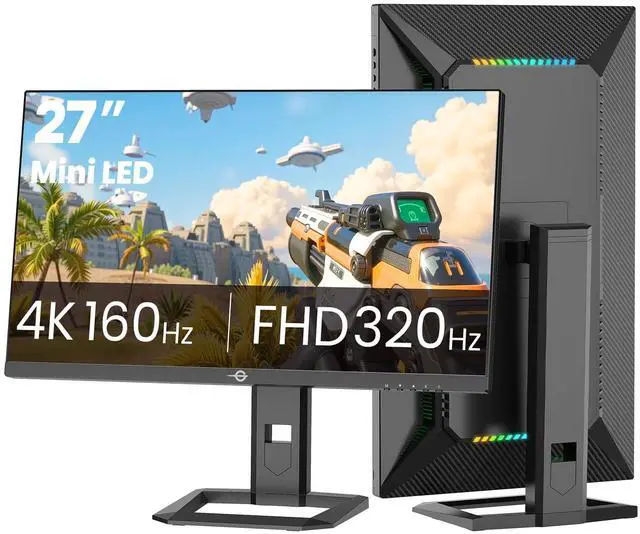 TITAN ARMY Mini LED Gaming Monitor 27 Inch, 4K@160Hz,FHD@320Hz, HDR1000 ...