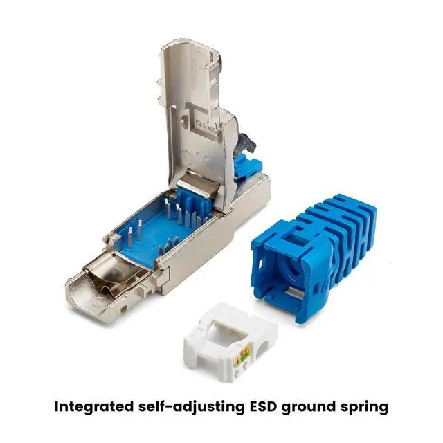 TRUE CABLE Cat6A Toolless Field Termination Plug, Shielded STP, PoE++ ...
