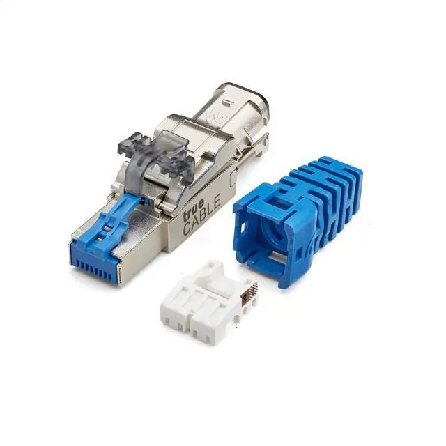 TRUE CABLE Cat6A Toolless Field Termination Plug, Shielded STP, PoE++ ...