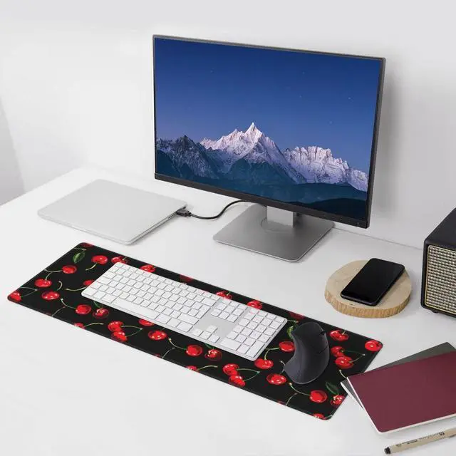 Famame Laptop Mouse Pad Plump Red Cherry Desk Mat with Stitched Edges ...