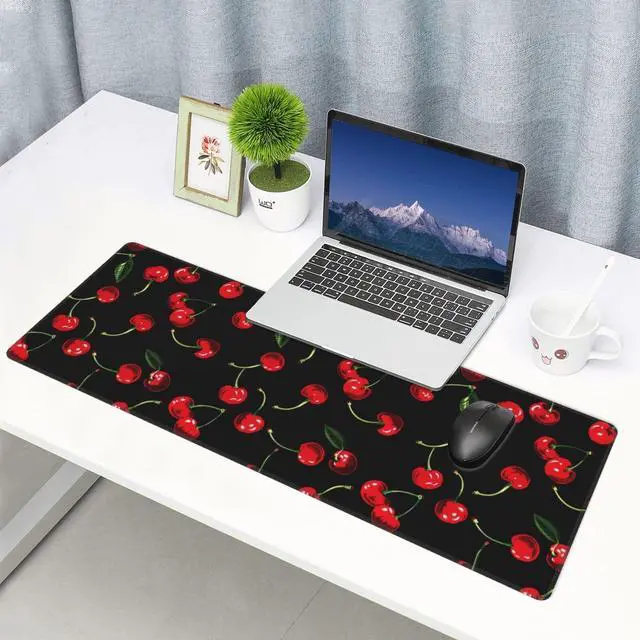 Famame Laptop Mouse Pad Plump Red Cherry Desk Mat with Stitched Edges ...