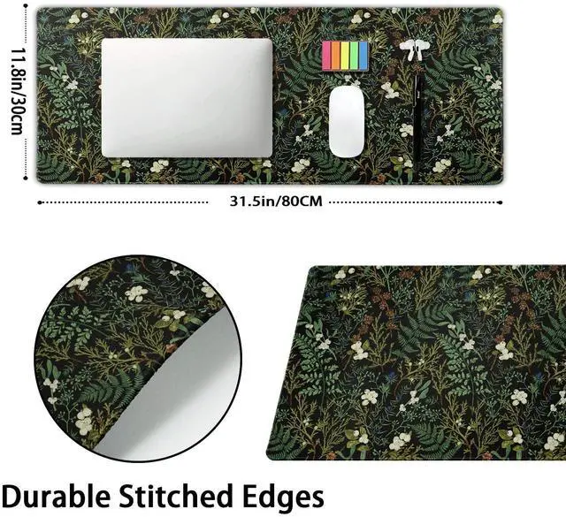 aportt Black Aesthetic Vintage Botanical Gaming Mouse Pad XL Cute ...