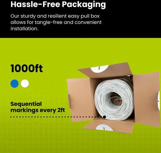 trueCABLE Cat5e Shielded Riser (CMR), 1000ft, White, 24AWG Solid Bare ...