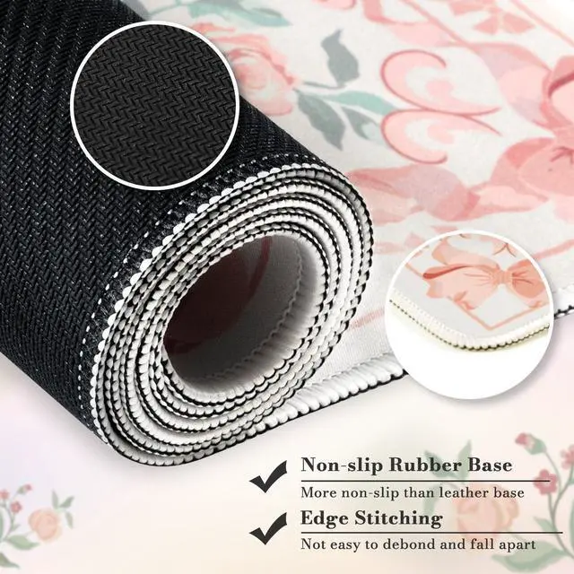 HAOCOO Pink Bow Desk Pad for Keyboard and Mouse, Non-Slip Large Mouse ...