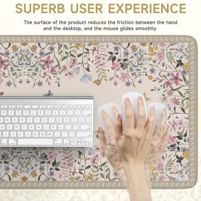 iCasso Floral Desk Mat for Keyboard and Mouse,Cute Gaming Mouse Pad XXL ...