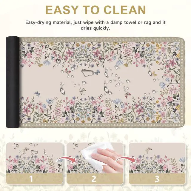 iCasso Floral Desk Mat for Keyboard and Mouse,Cute Gaming Mouse Pad XXL ...