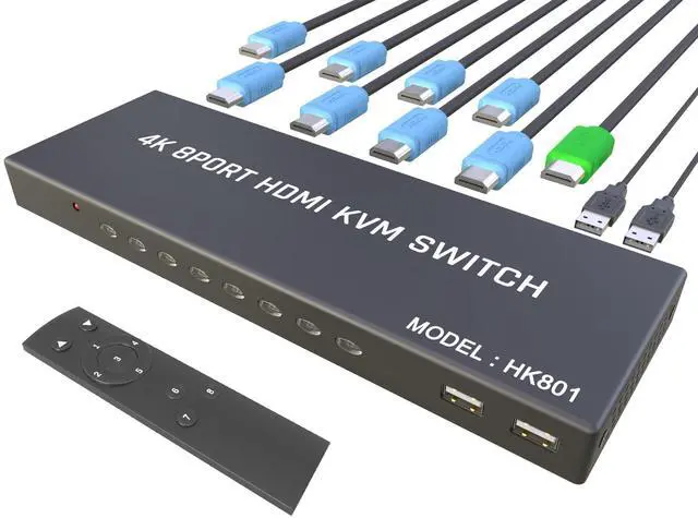 KVM Switch HDMI 8 Port - HDMI Switch with Remote- USB Switch Selector ...