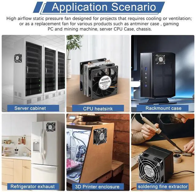 WDERAIR DC 120mm x 38mm 4Pin PWM Computer Case Fan High CFM 12V ...