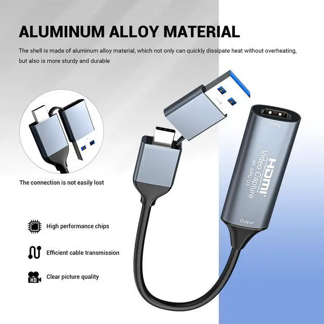 YIMATEECO Video Capture Card,4K 1080P HDMI to USB C/Type C Video ...