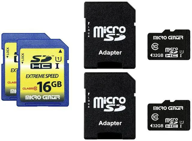 INLAND 16GB SDHC Card 2 Pack Bundle with 32GB Micro SDHC Cards 2 Pack ...