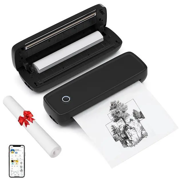 Jomifin Portable Printer for Travel, Inkless Thermal Print with 3 Rolls ...