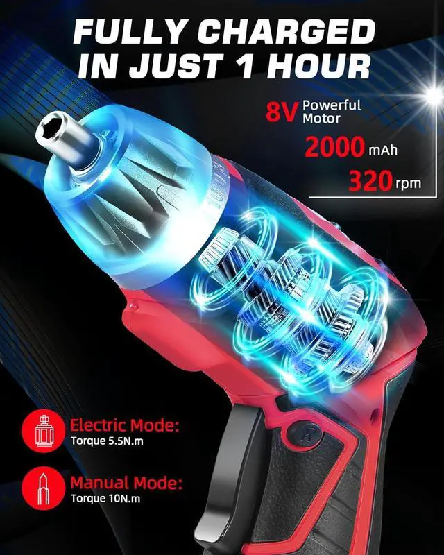 Cordless Electric Screwdriver Set 8V 10Nm Rechargeable Power Electric ...
