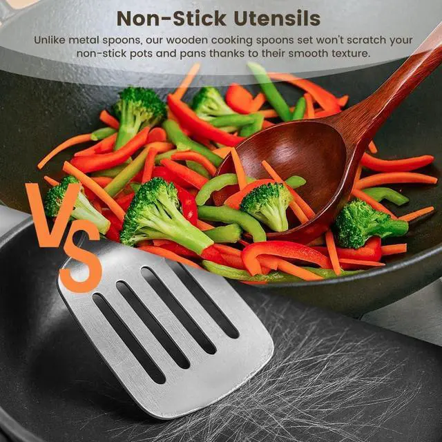 HANSGO Wooden Ladle for Soup, 3 Size Wooden Spoons for Cooking, Non ...