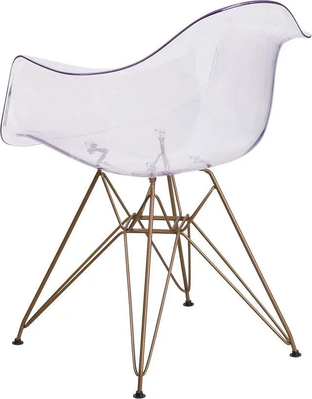 Flash Furniture Allure Series Transparent Side Chair with Gold Base ...