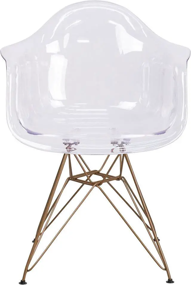 Flash Furniture Allure Series Transparent Side Chair with Gold Base ...