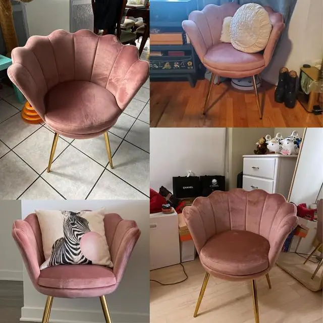 chairus Velvet Accent Chair, Upholstered Vanity Chair with Shell Back ...