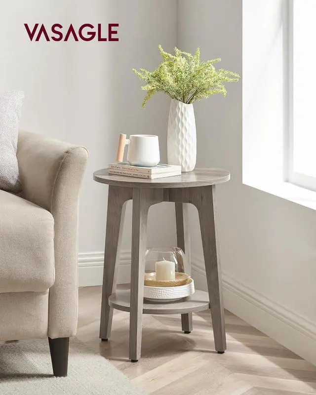 VASAGLE MAEZO Collection - Side Table, 2-Tier Small Round End Table ...